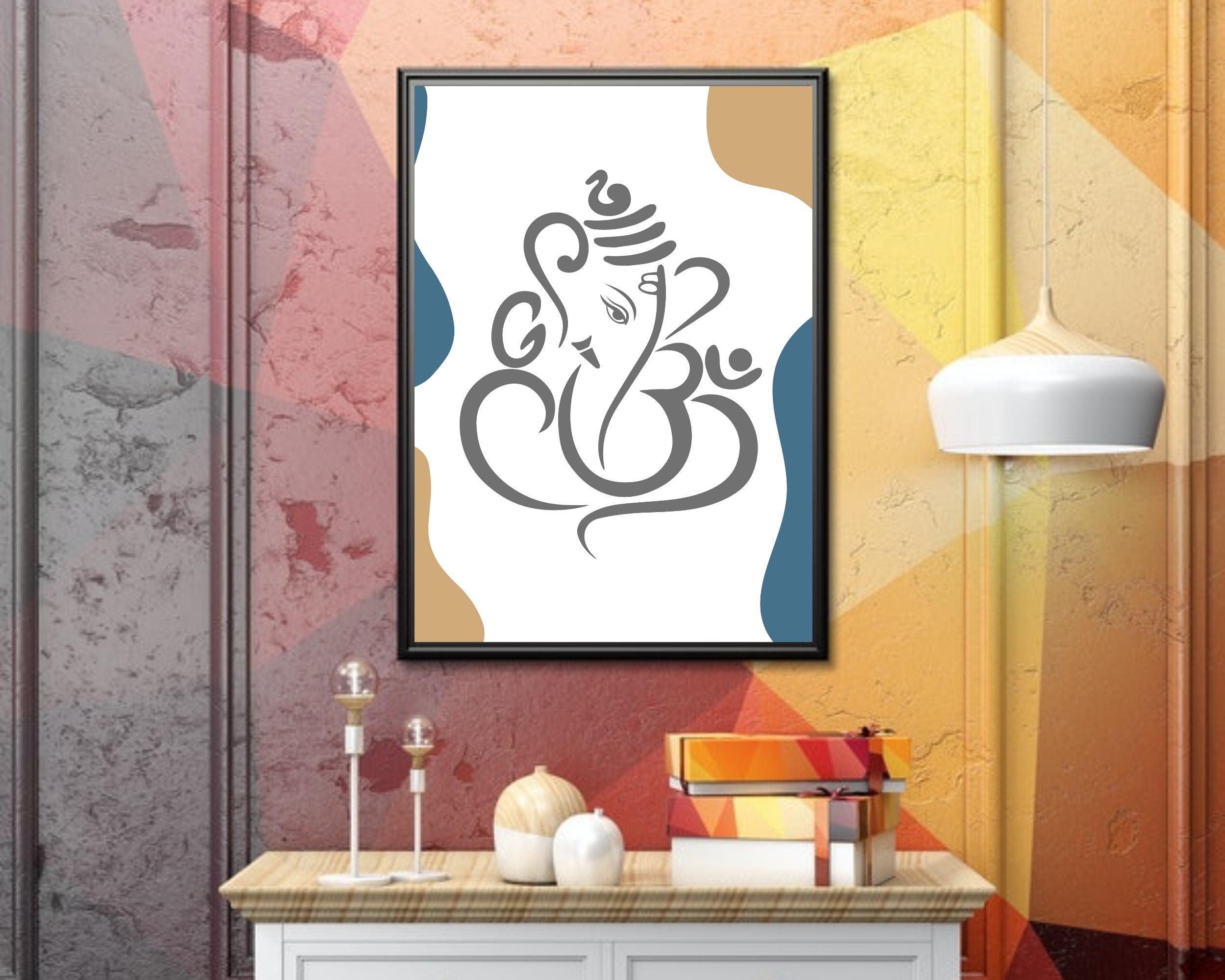 Modern Abstract Ganesh Wall Print Religious Hindu God Ganesh - Etsy