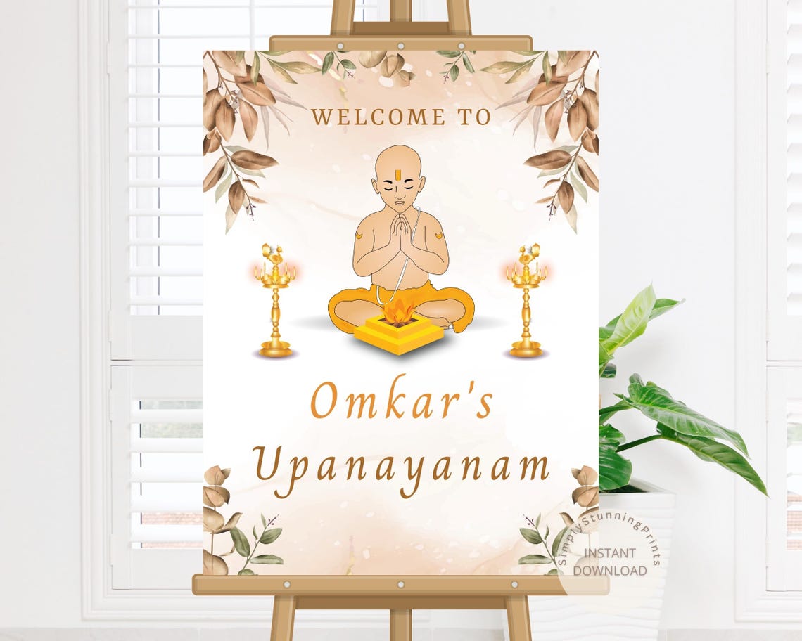 Editable Upanayana Ceremony Welcome Sign: Thread Ceremony Poster ...
