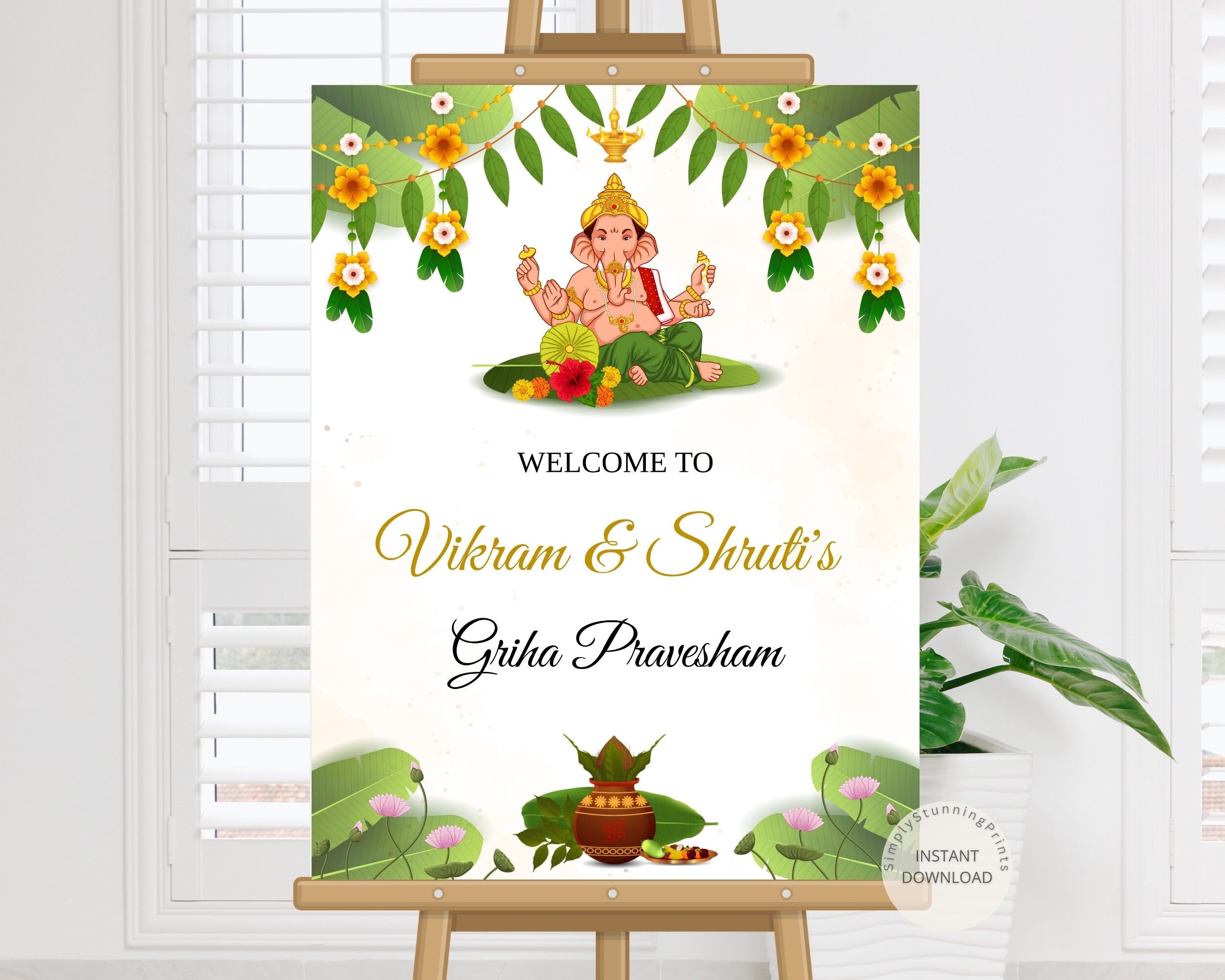 Griha Pravesham Welcome Sign Traditional Green Housewarming Welcome ... Griha Pravesham Welcome Sign Traditional Green Housewarming Welcome ...