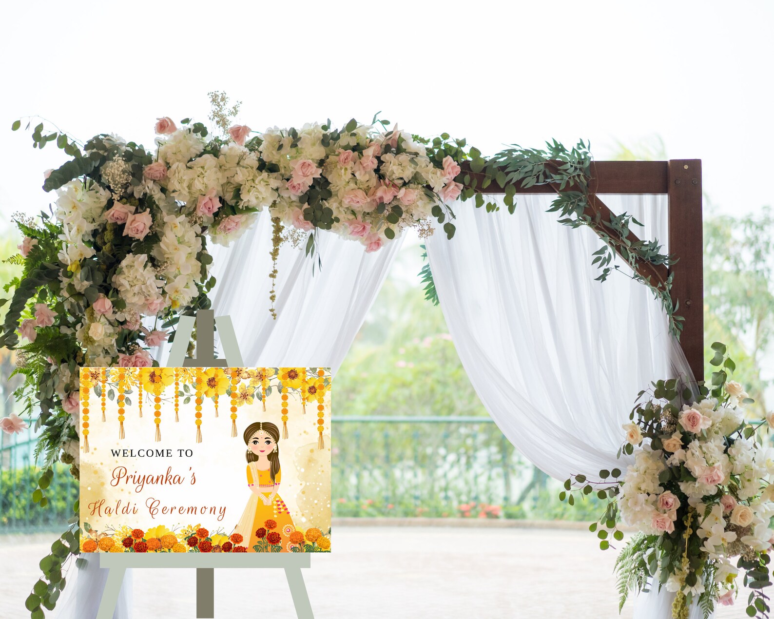 Indian Haldi Ceremony Welcome Sign Pithi Welcome Sign Haldi Ceremony ...