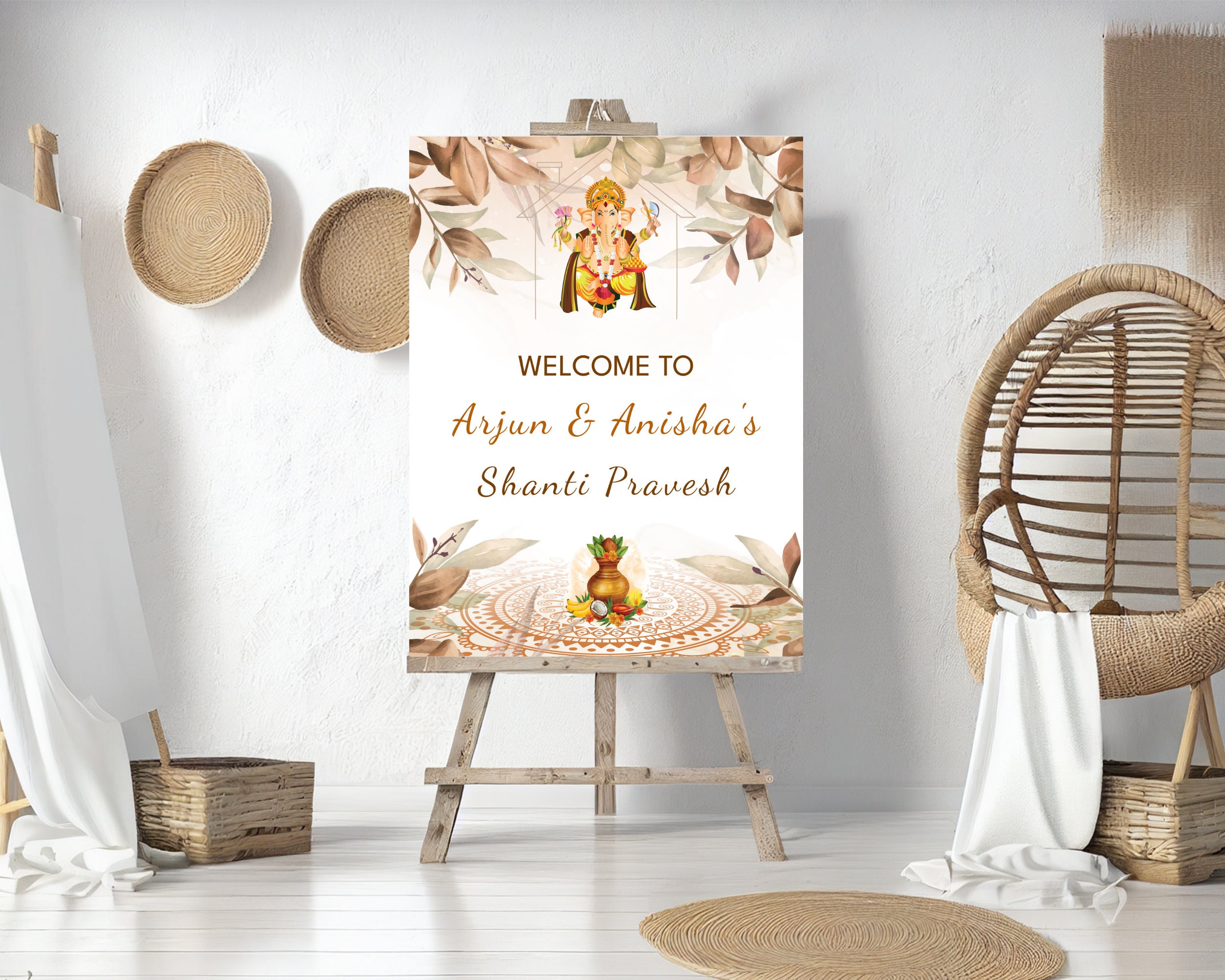 Indian Shanti Pravesh Welcome Sign as Gruha Pravesham Housewarming ...