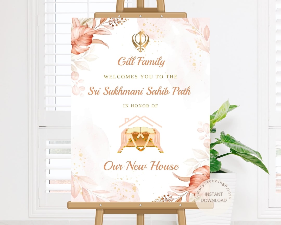 Elegant Sikh Housewarming Welcome Sign: Sukhmani Sahib Path Decor ...