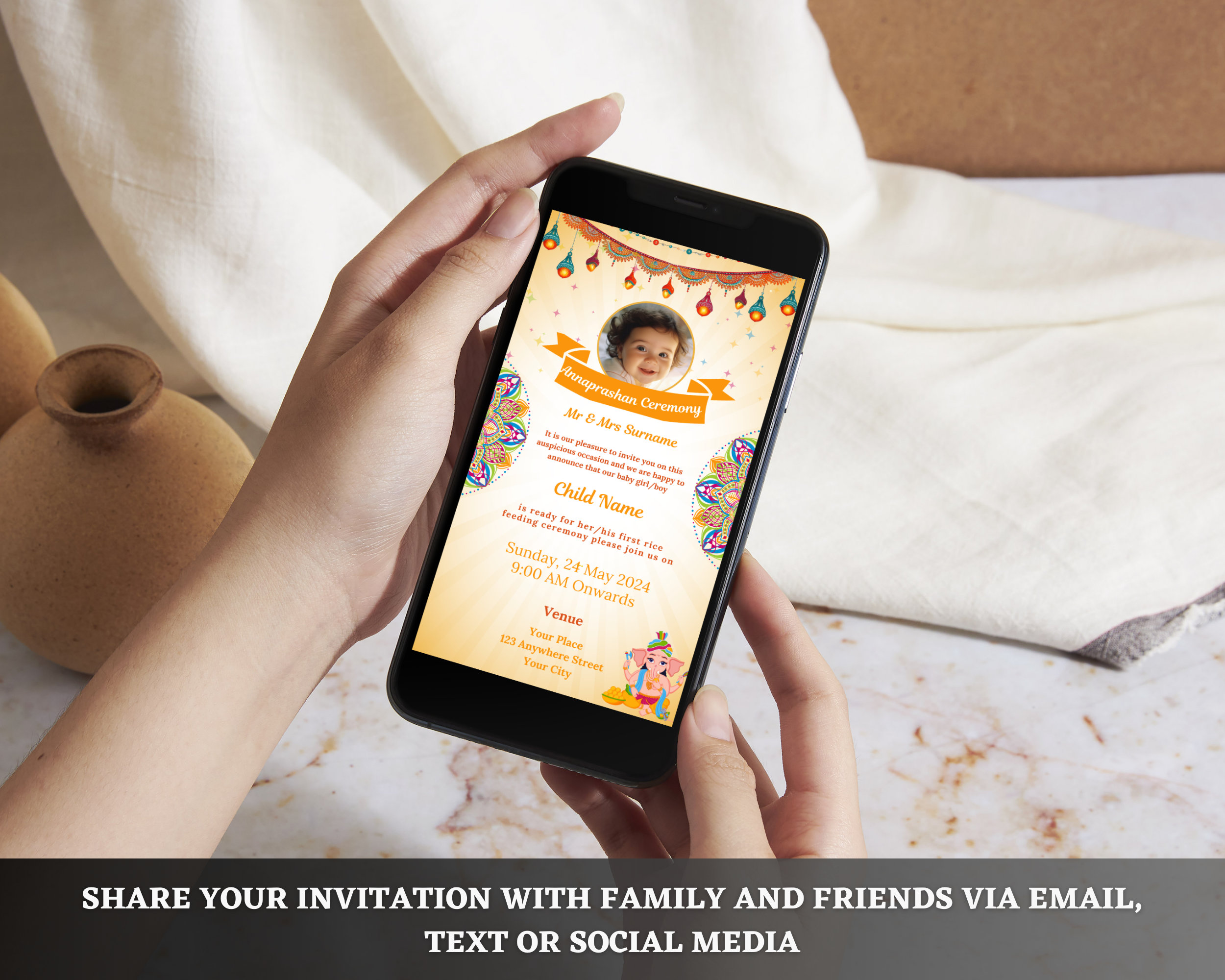 Annaprashan Invitation Card Colourful Annaprashan Ceremony Invite ...