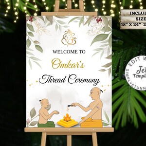 Thread Ceremony Welcome Sign | Bratabandha Welcome Sign | Upanayan ...