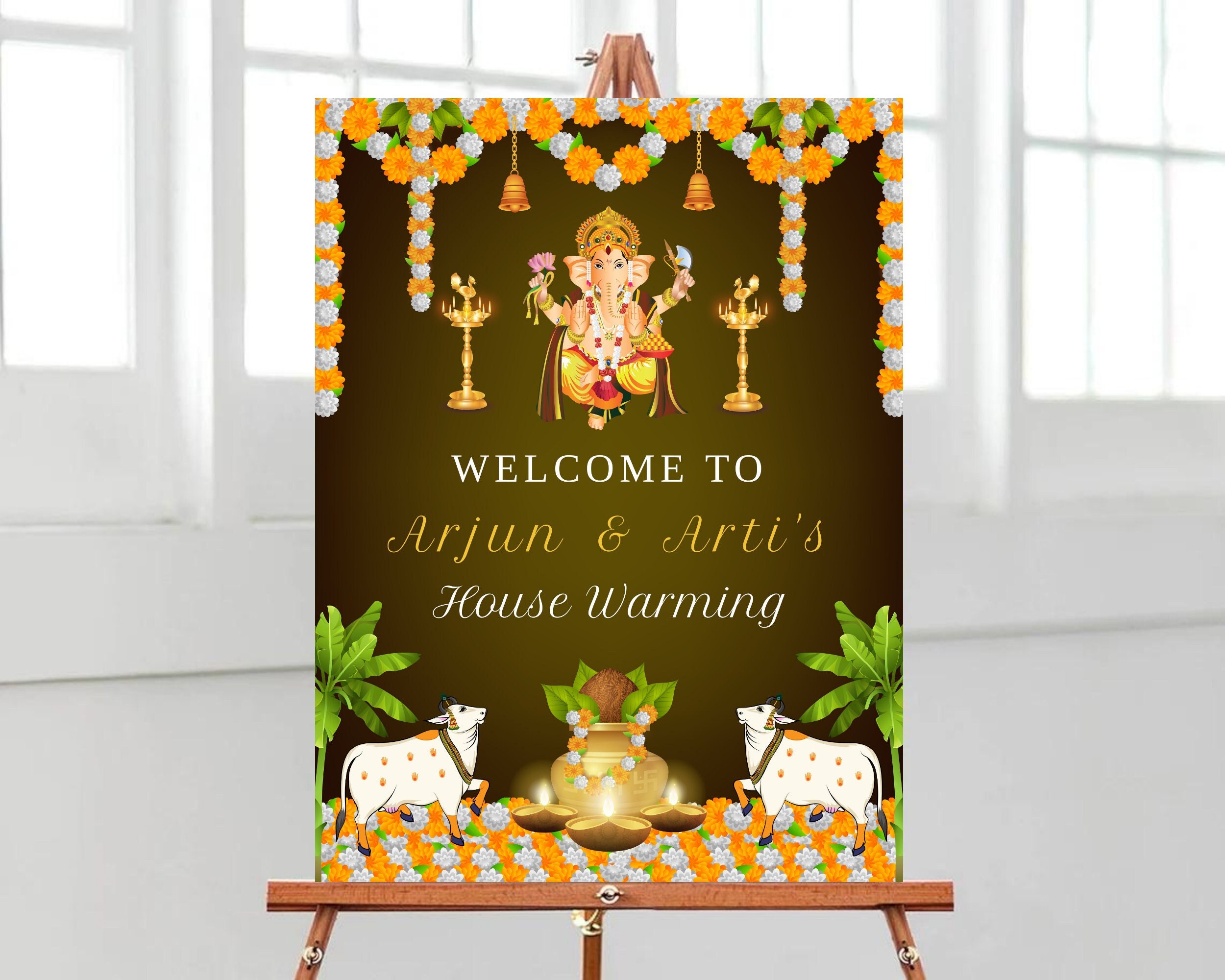 Editable Housewarming Welcome Sign Indian Griha Pravesh Welcome Board ...