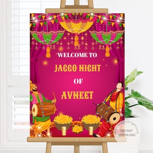 Jaggo Night Welcome Sign: Sikh Wedding Poster (digital Download) - Etsy