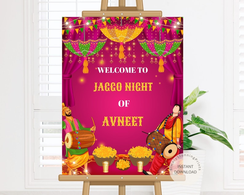 Jaggo Night Welcome Sign: Sikh Wedding Poster (digital Download) - Etsy