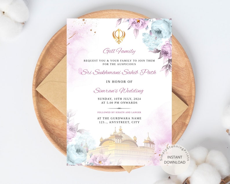Sri Sukhmani Sahib Path Invitation Card Sikh Wedding Sukhmani Sahib ...