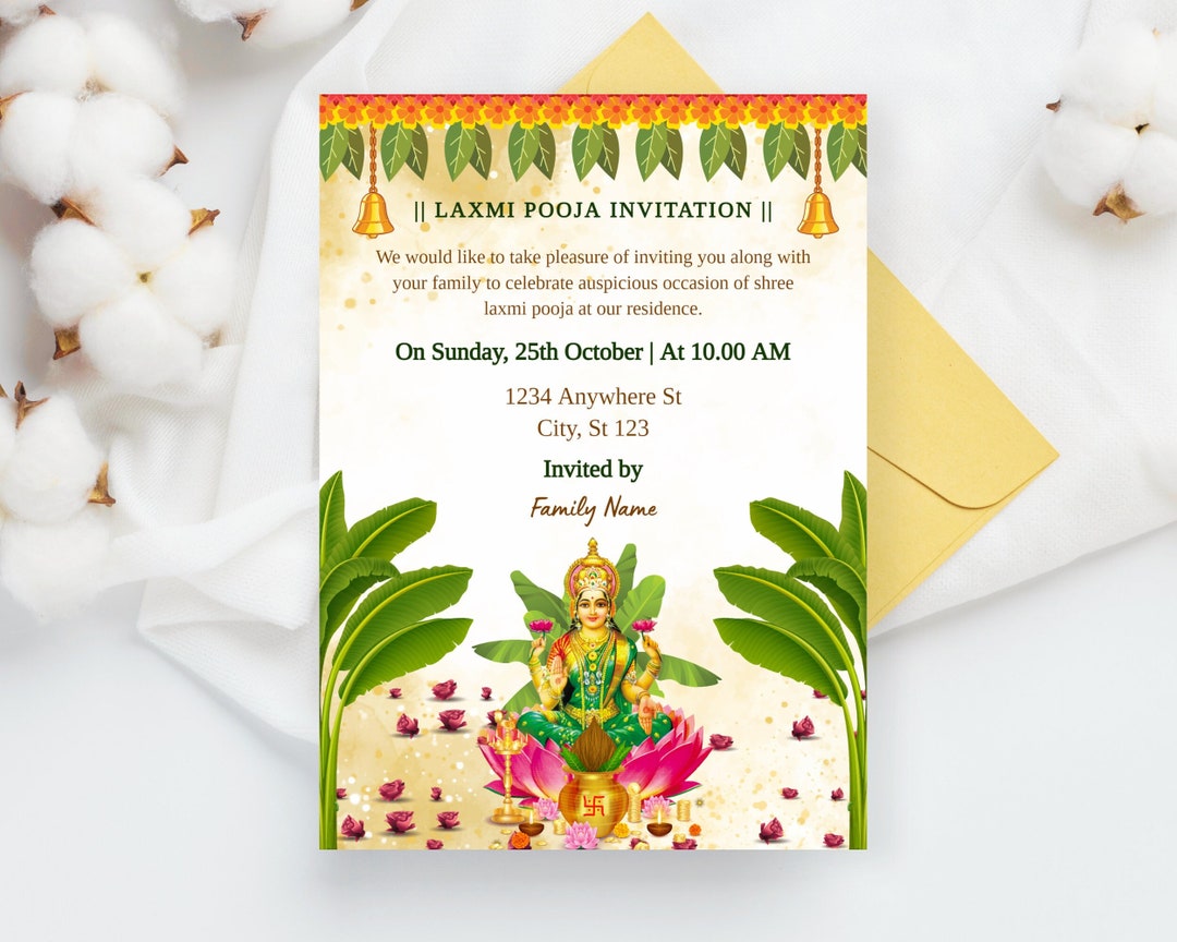 Shree Laxmi Pooja Digital Invitation Card Varamahalakshmi Vratham ...