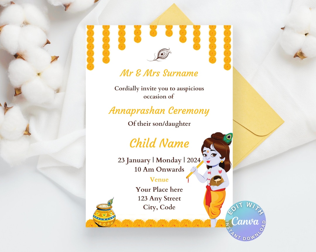 Editable Annaprashan Invitation Card Annaprashan Ceremony Invite ...