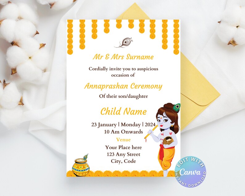 Editable Annaprashan Invitation Card Annaprashan Ceremony - Etsy