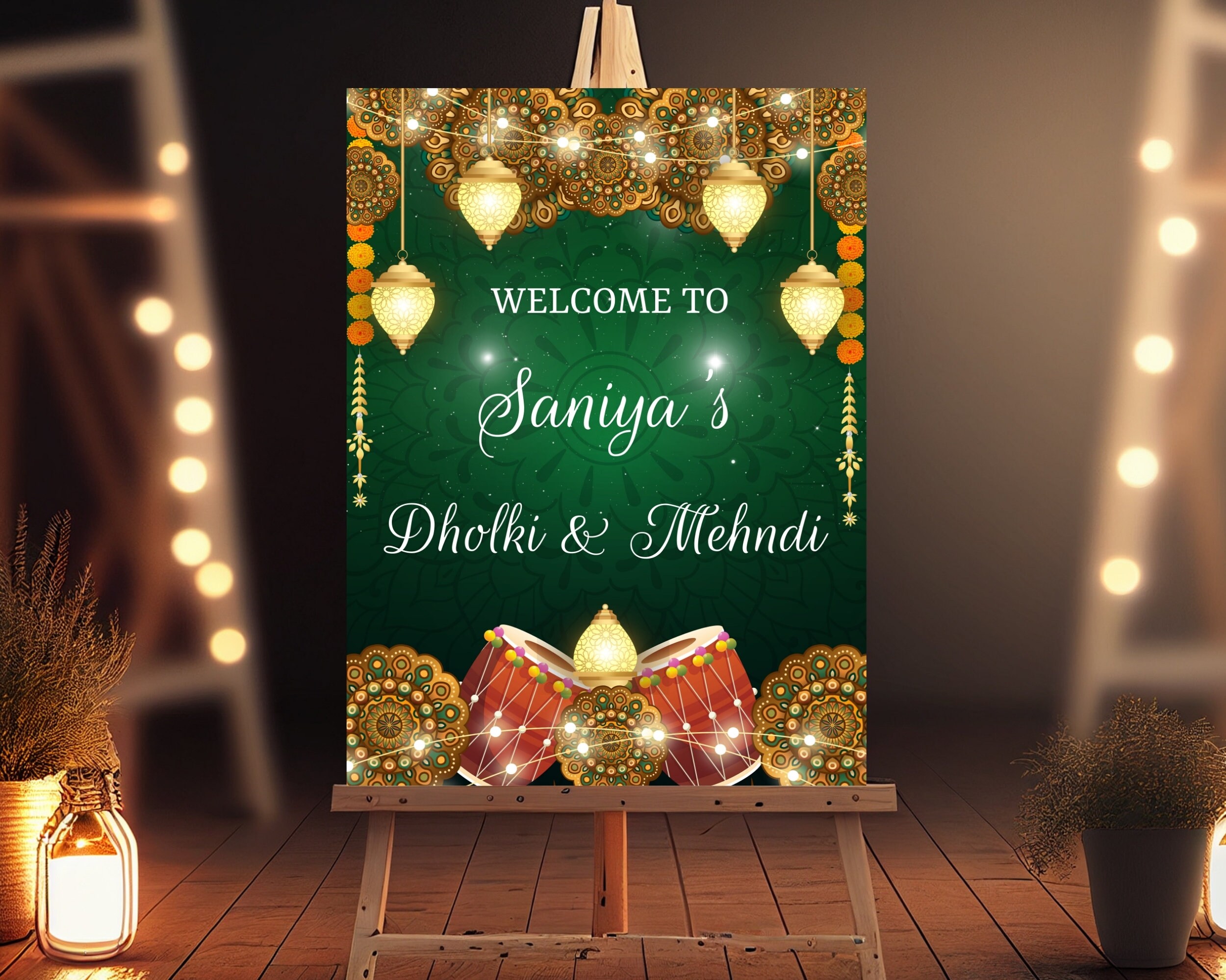 Dholki & Mehndi Night Welcome Sign Wedding Dholki Decor Dholak Welcome ...