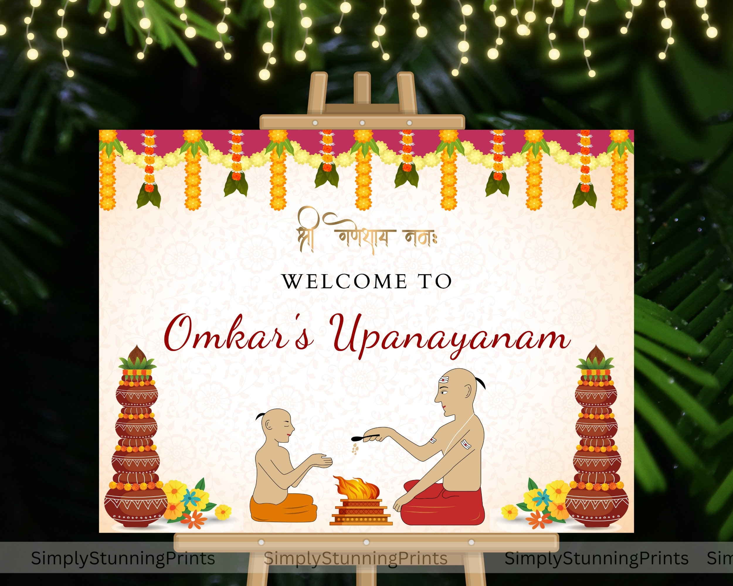 Upanayanam Ceremony Welcome Sign Thread Ceremony Sign Janoi Ceremony ...