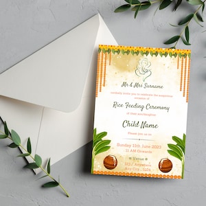 Rice Feeding Invitation Template Annaprasan Invitation First Rice ...