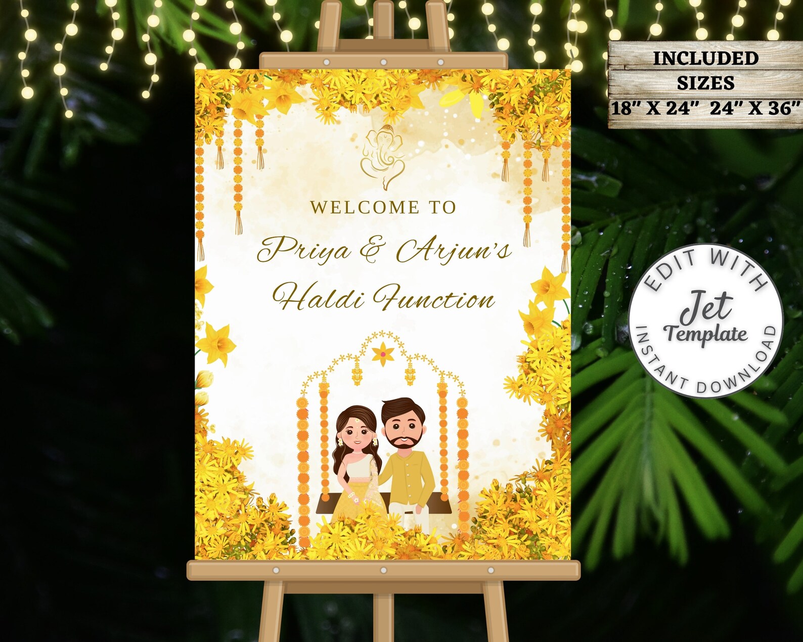 Indian Haldi Function Welcome Sign Pithi Welcome Sign Haldi Entrance ...