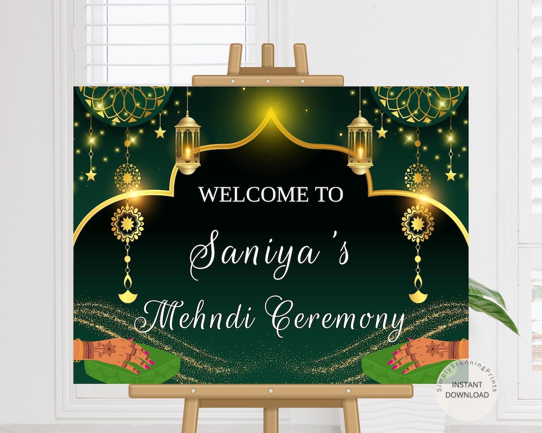 Mehndi Night Welcome Sign | Wedding Mehendi Entrance Decoration ...