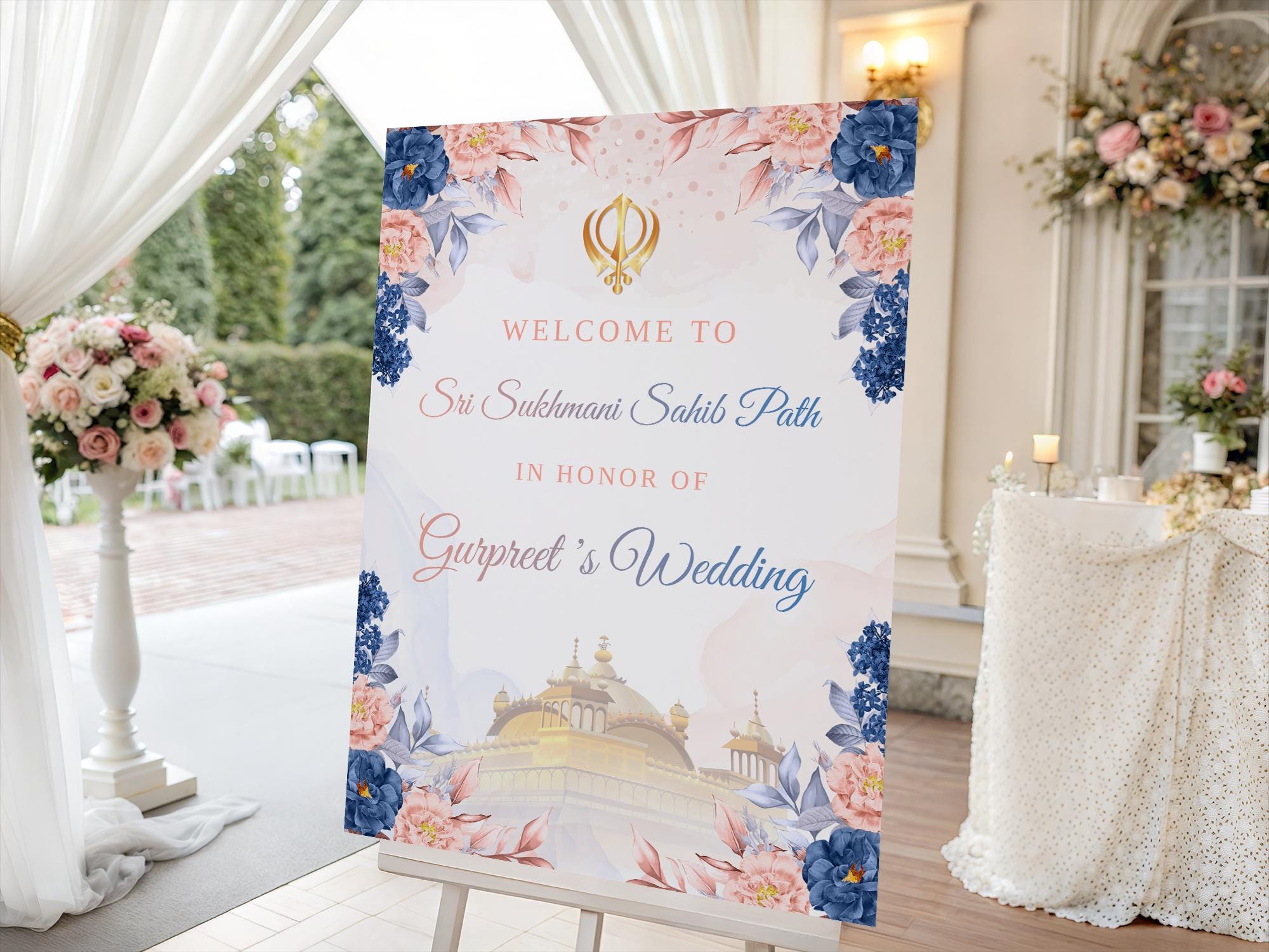 Sukhmani Sahib Ji Paath Welcome Sign: Sikh Wedding Decor (digital ...