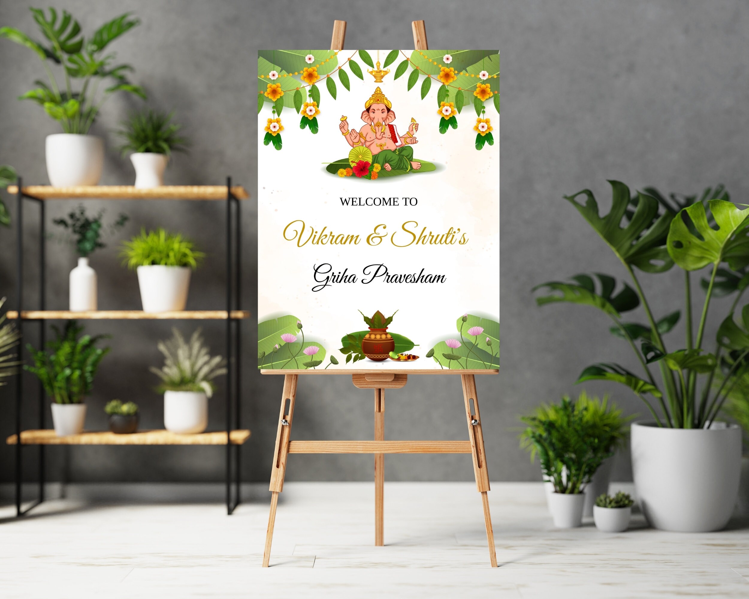 Griha Pravesham Welcome Sign Traditional Green Housewarming Welcome ... Griha Pravesham Welcome Sign Traditional Green Housewarming Welcome ...