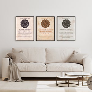 Set of 3 Mantra Wall Art Shanti Mantra, Gayatri Mantra, Guru Mantra ...