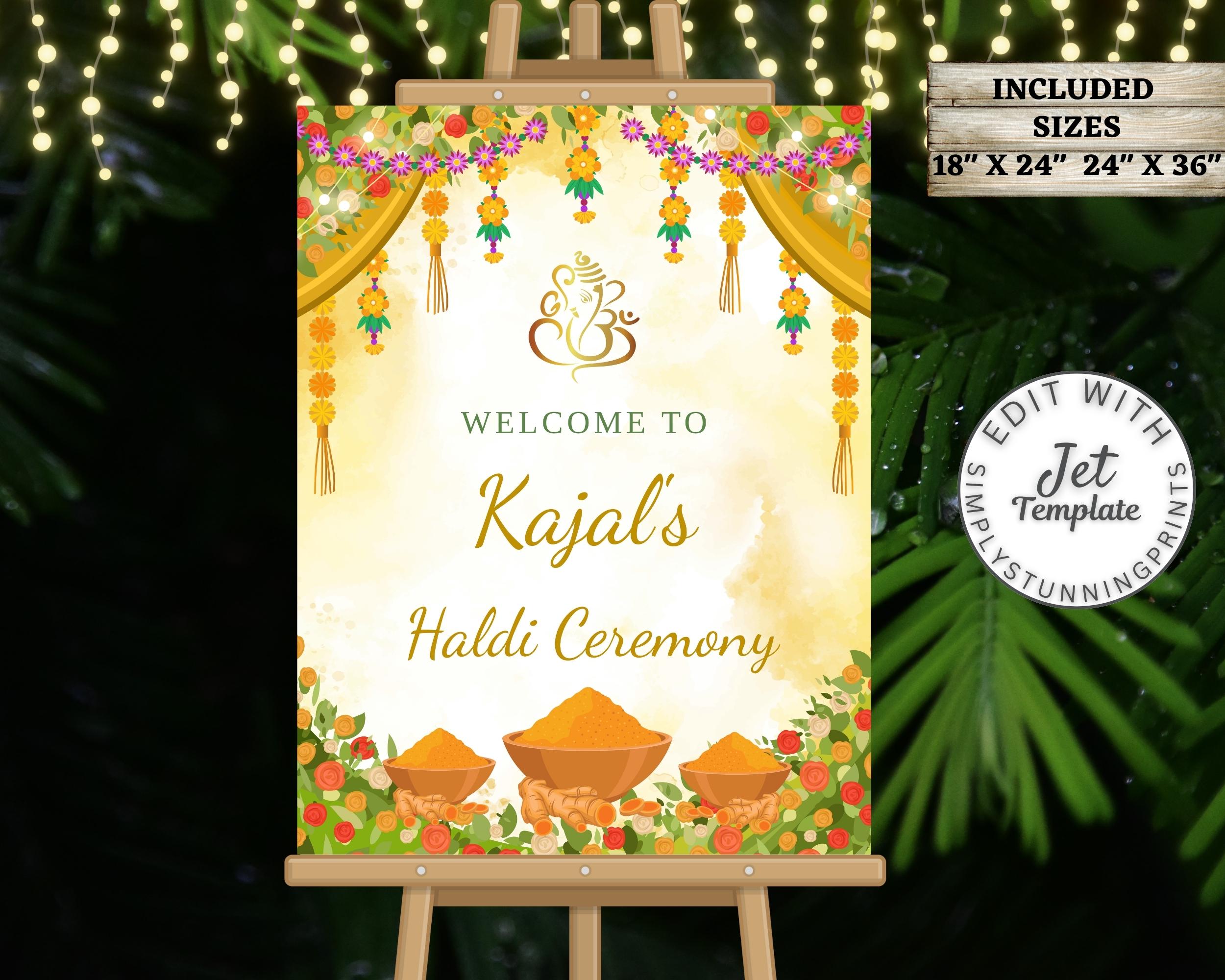 Haldi Ceremony Welcome Sign as Pithi Sign Indian Haldi Decor Wedding ...
