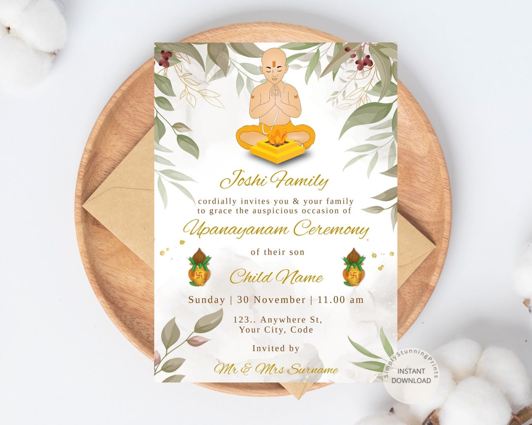 Upanayanam Ceremony Invitation Card | Janoi Ceremony Invite ...