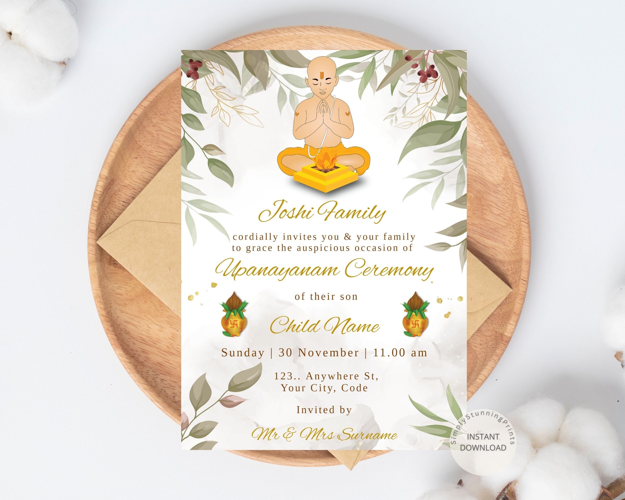 Upanayanam Ceremony Invitation Card | Janoi Ceremony Invite ...