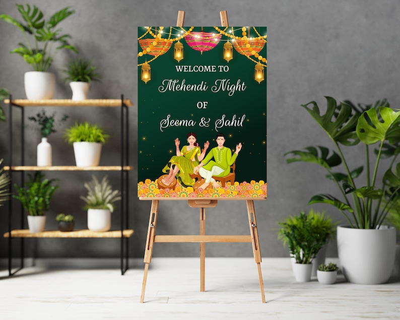 Indian Mehndi Welcome Sign Wedding Mehendi Entrance Decoration Welcome ...