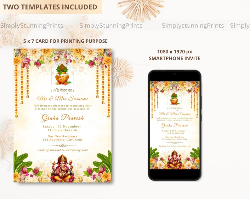 Indian Grah Pravesh Invitation Card | Housewarming Party Invite ...