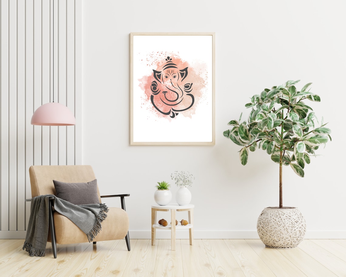 Modern Abstract Ganesha Print Watercolor Ganesh Printable Living Room ...