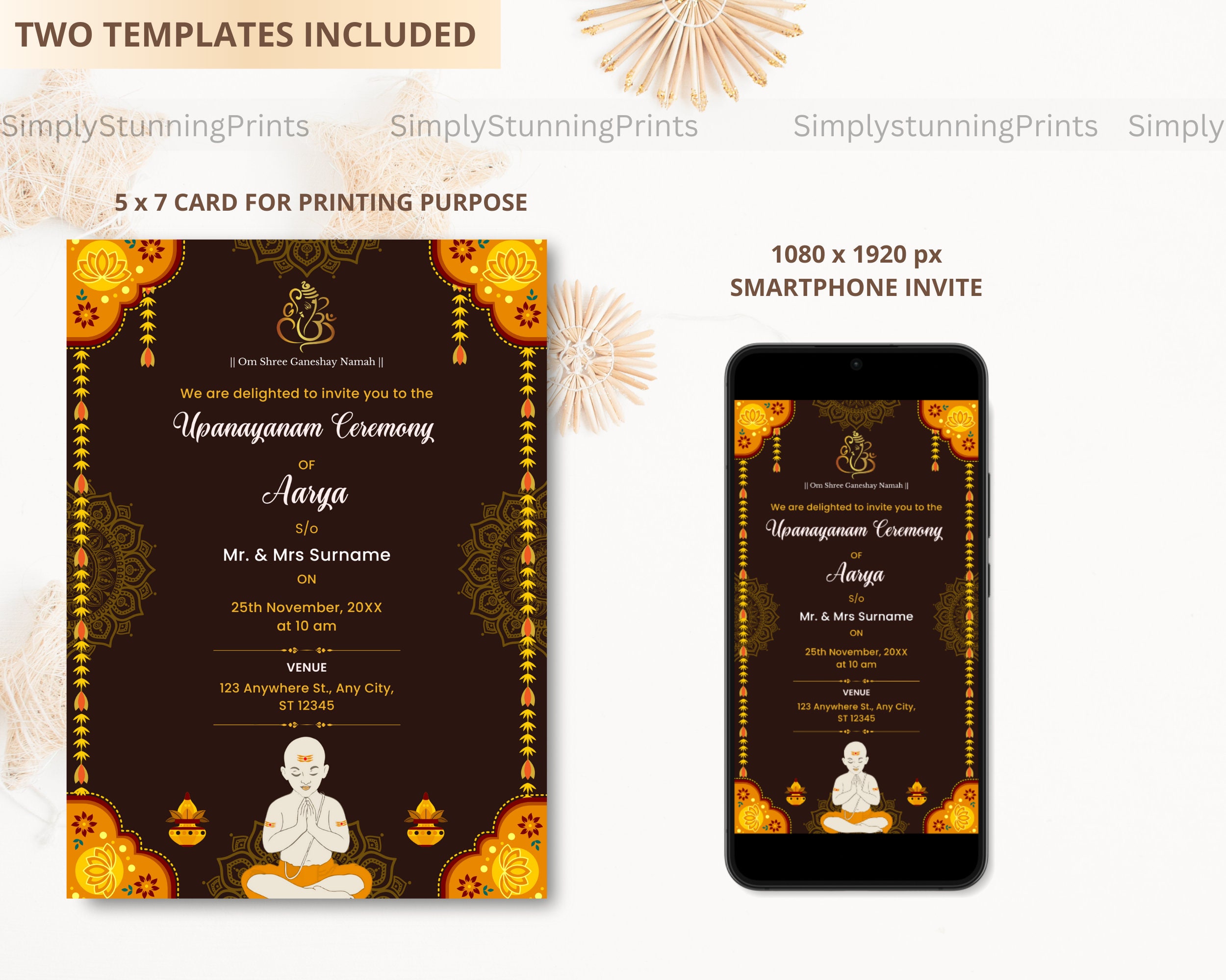 Upanayanam Ceremony Invitation Card | Janoi Invitation | Yoganupavit ...