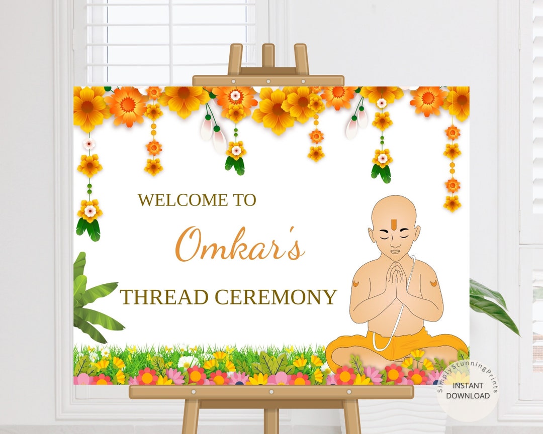Traditional Thread Ceremony Welcome Sign | Indian Upanayanam Ceremony ...