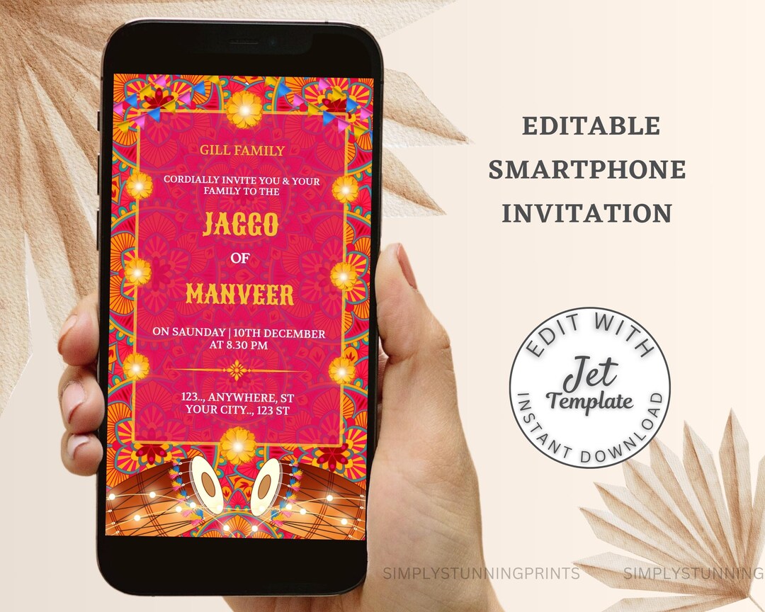 Jaggo Ceremony Digital Invitation Jaggo Night Invite Panjabi Pre ...