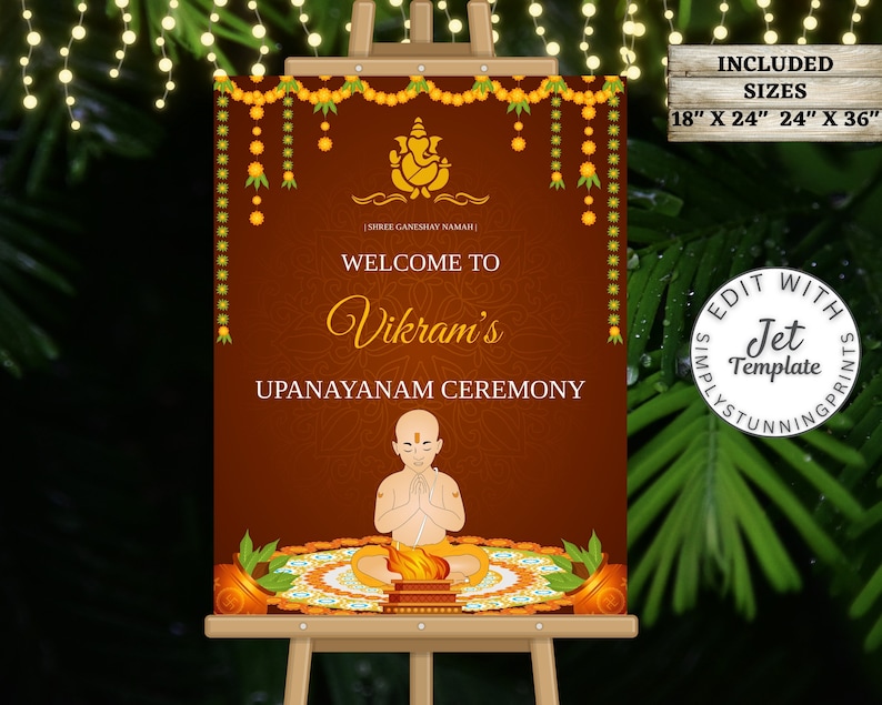 Upanayanam Ceremony Welcome Sign: Thread Ceremony Decor (digital ...