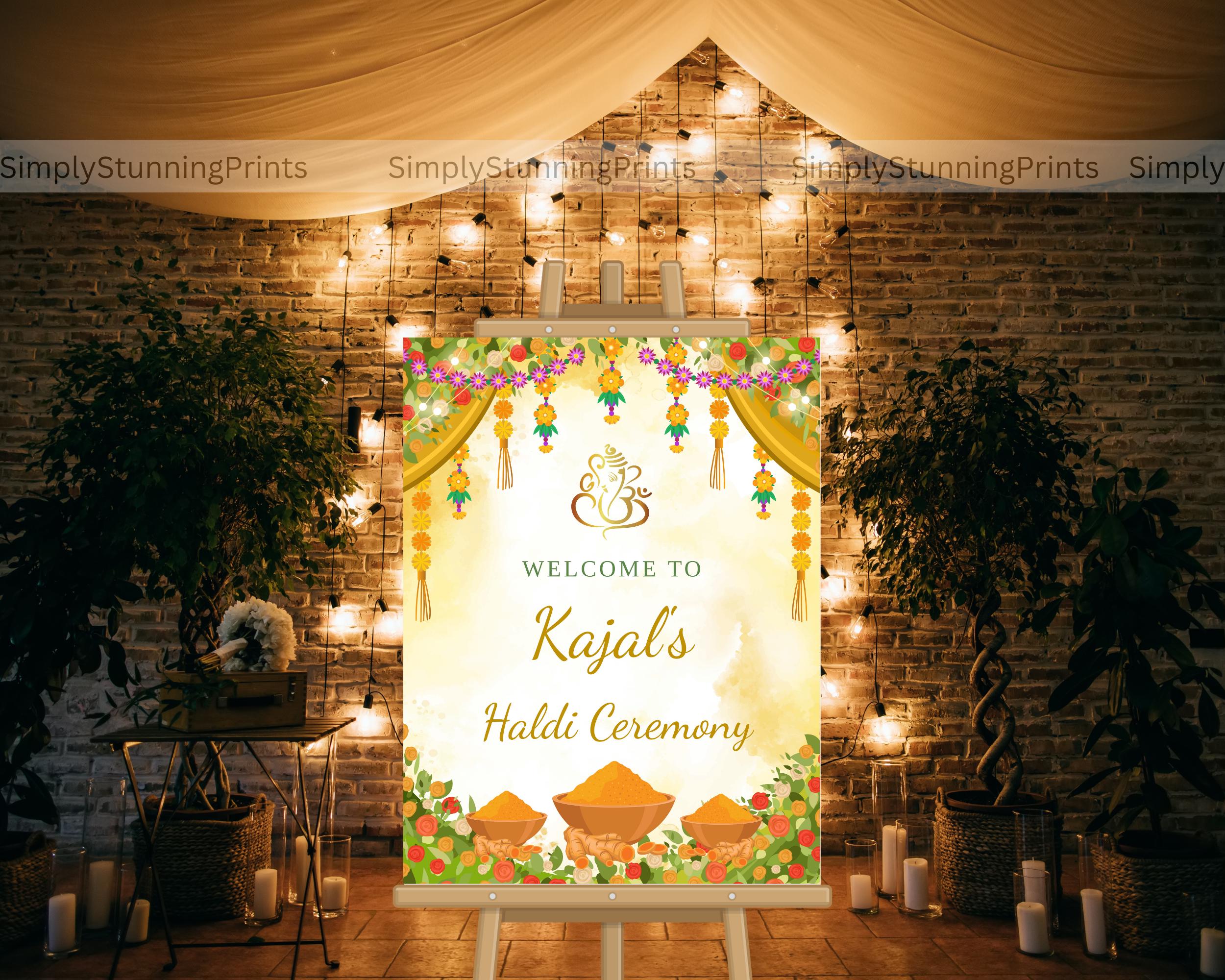 Haldi Ceremony Welcome Sign as Pithi Sign Indian Haldi Decor Wedding ...