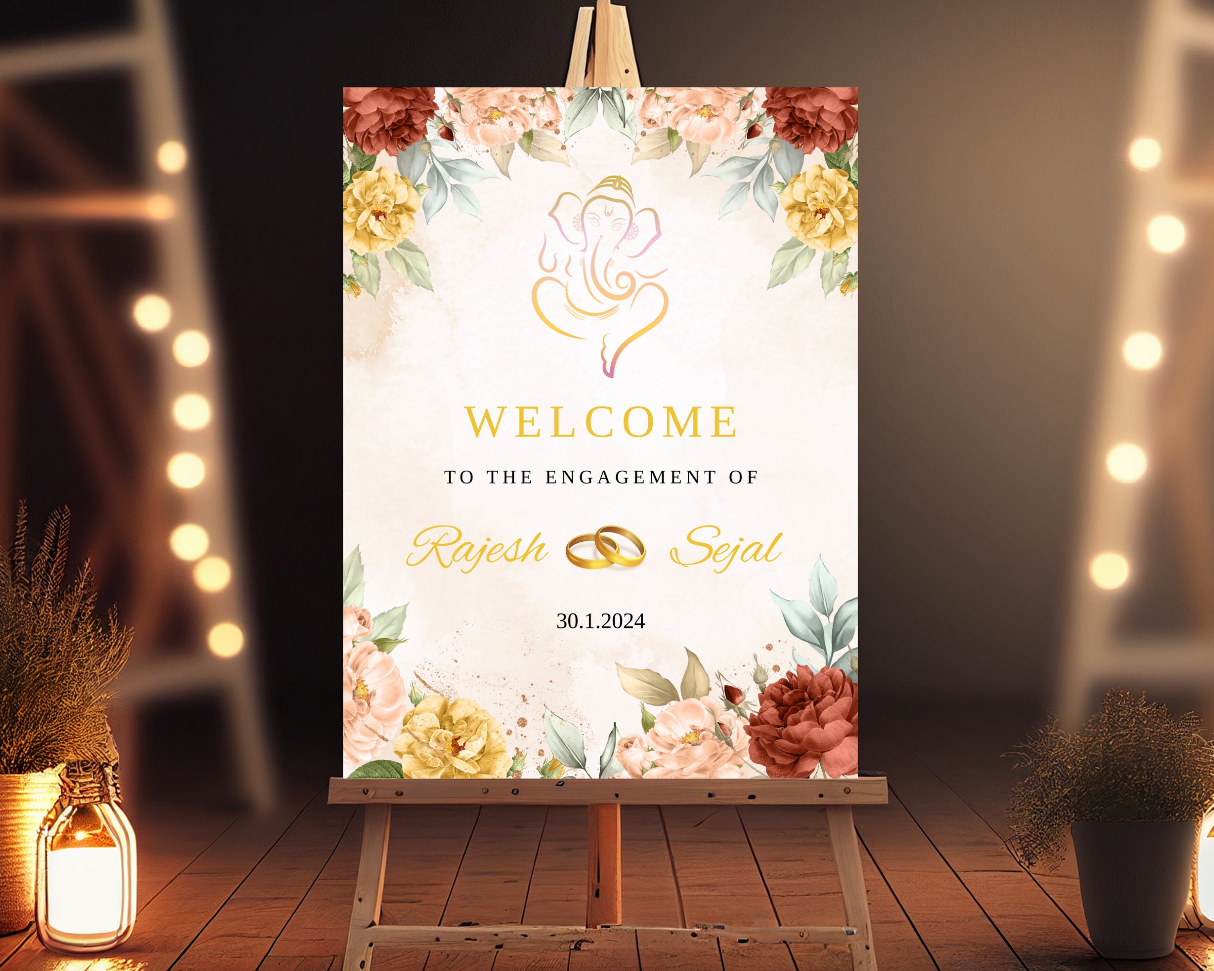 Indian Engagement Welcome Sign Engagement Decoration Ring Ceremony ...