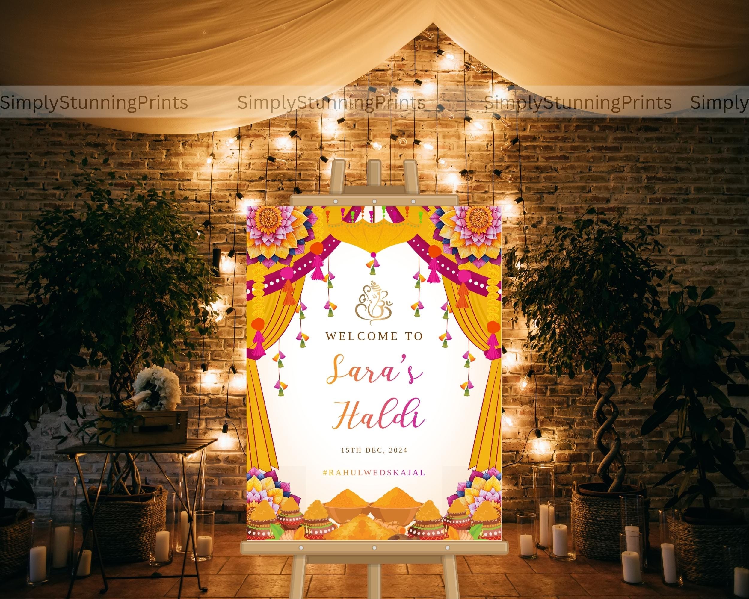Haldi Ceremony Welcome Sign as Pithi Sign Indian Haldi Decoration Sign ...