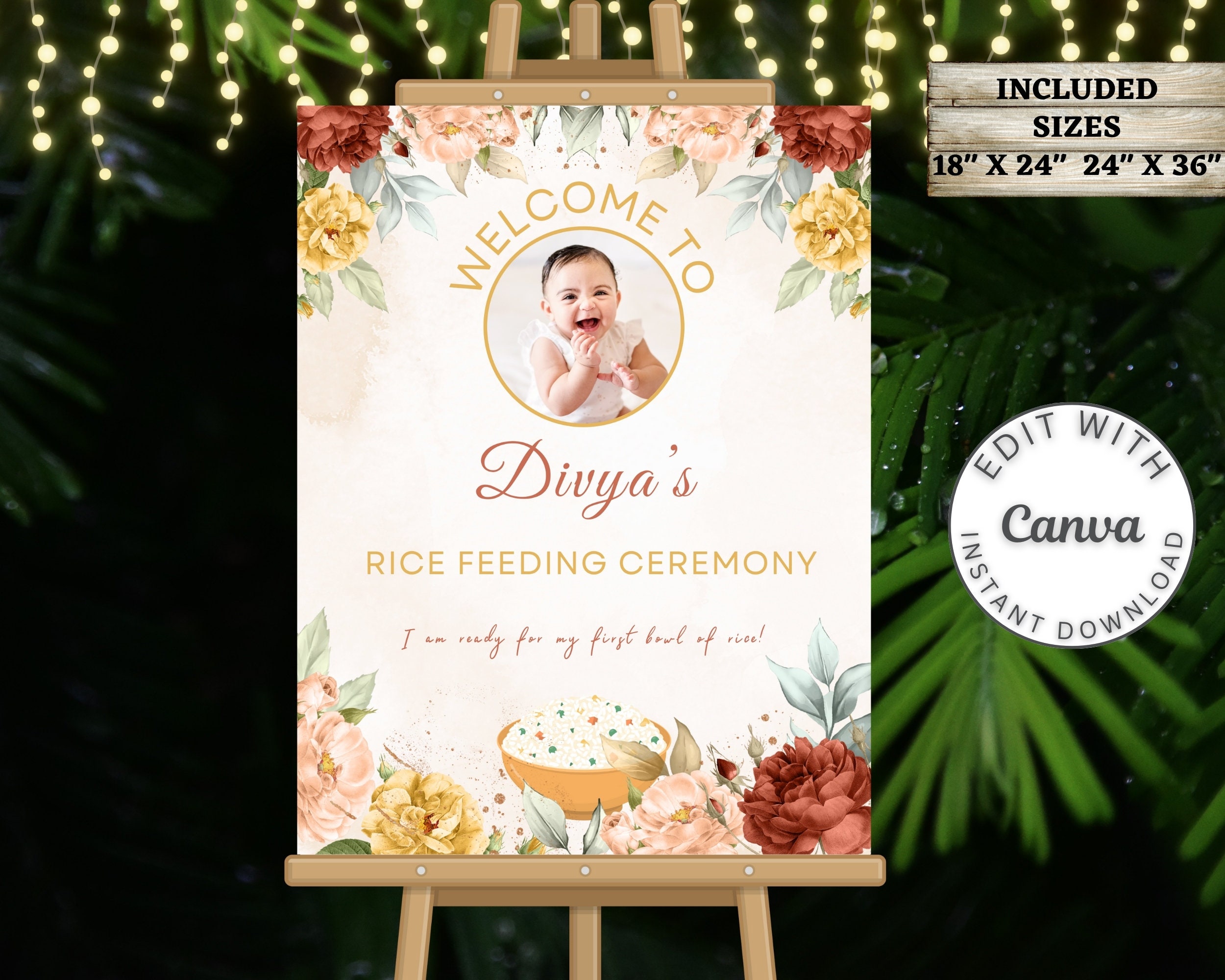 Rice Feeding Ceremony Welcome Sign Rice Weaning Welcome Sign Rice ...