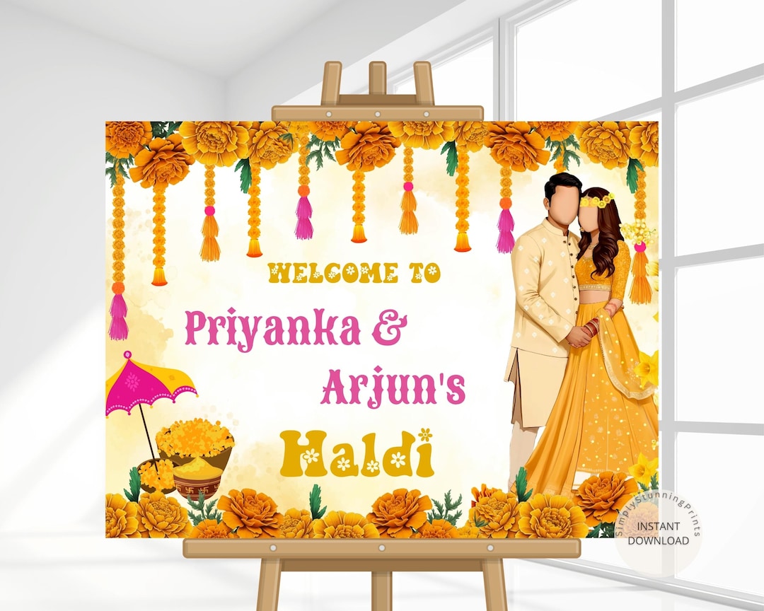Haldi Welcome Sign: Indian Ceremony Decor (digital Download) - Etsy