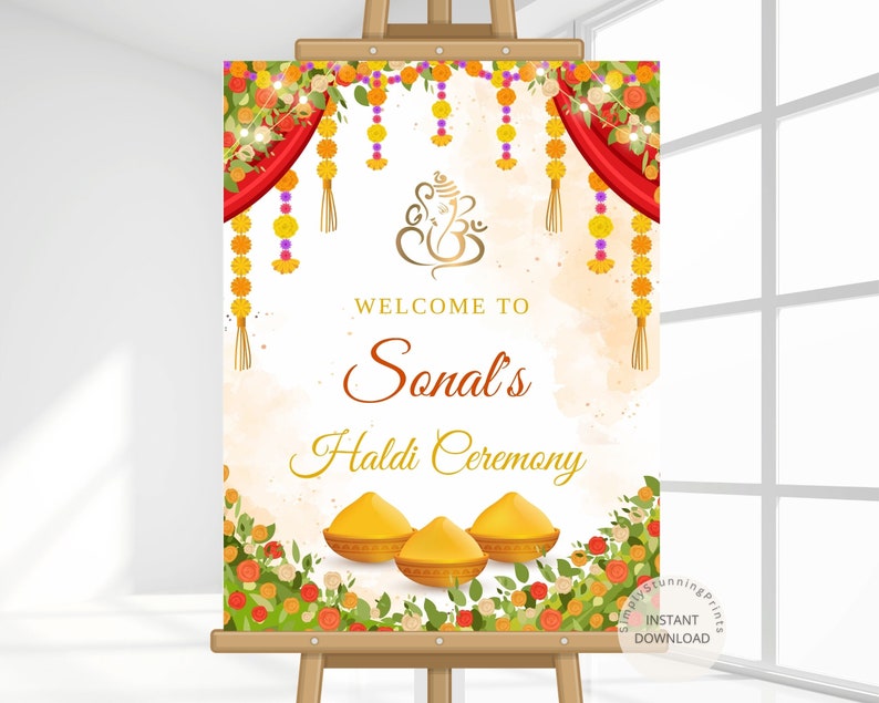Haldi Ceremony Welcome Sign Pithi Welcome Sign Decor Pre Wedding Haldi ...