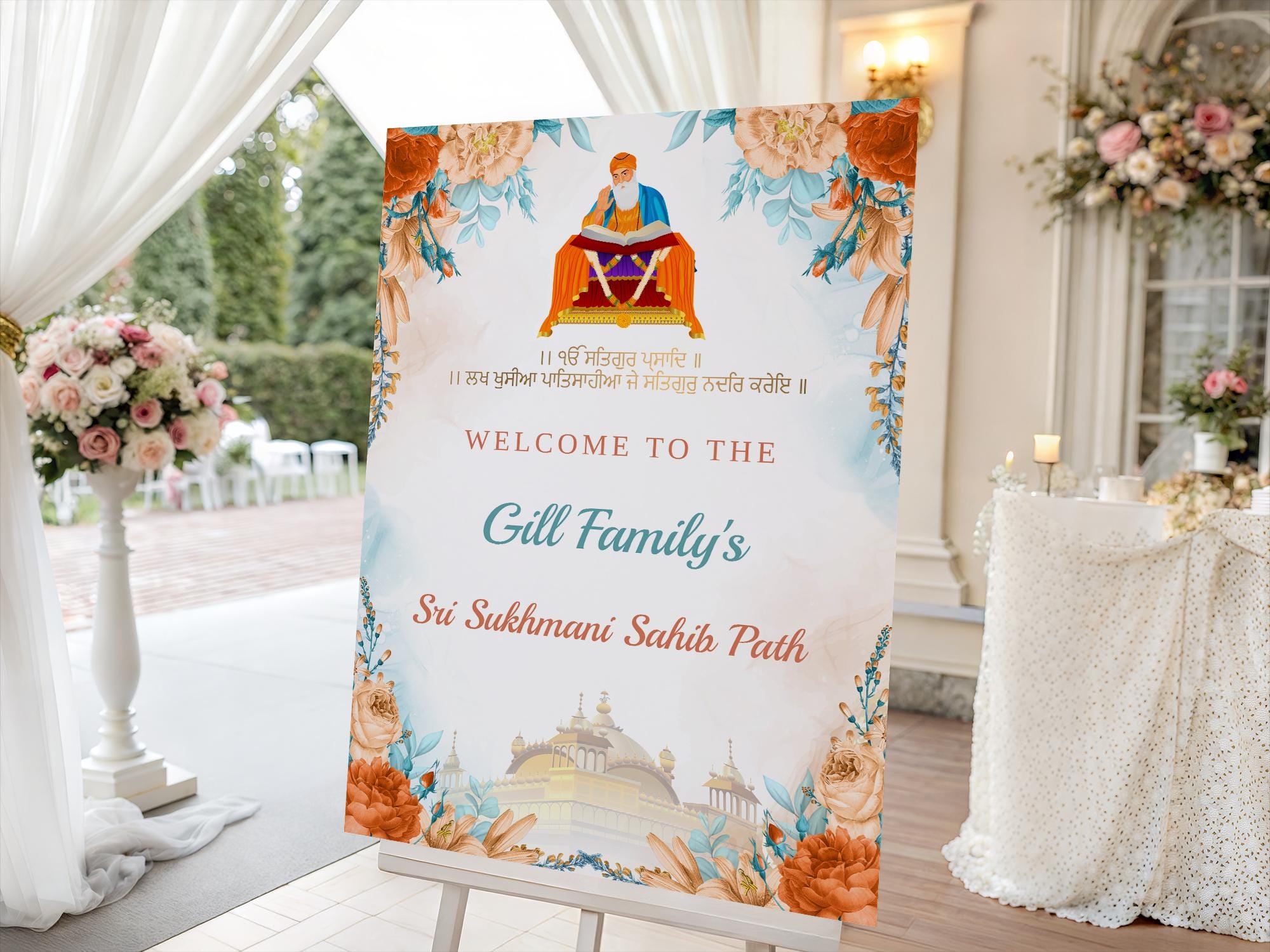 Sukhmani Sahib Ji Paath Welcome Sign: Sikh Path Ceremony Decor (digital ...