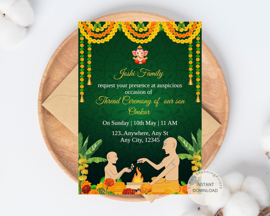 Upanayanam Invitation Card: Thread Ceremony Invite (digital Download ...