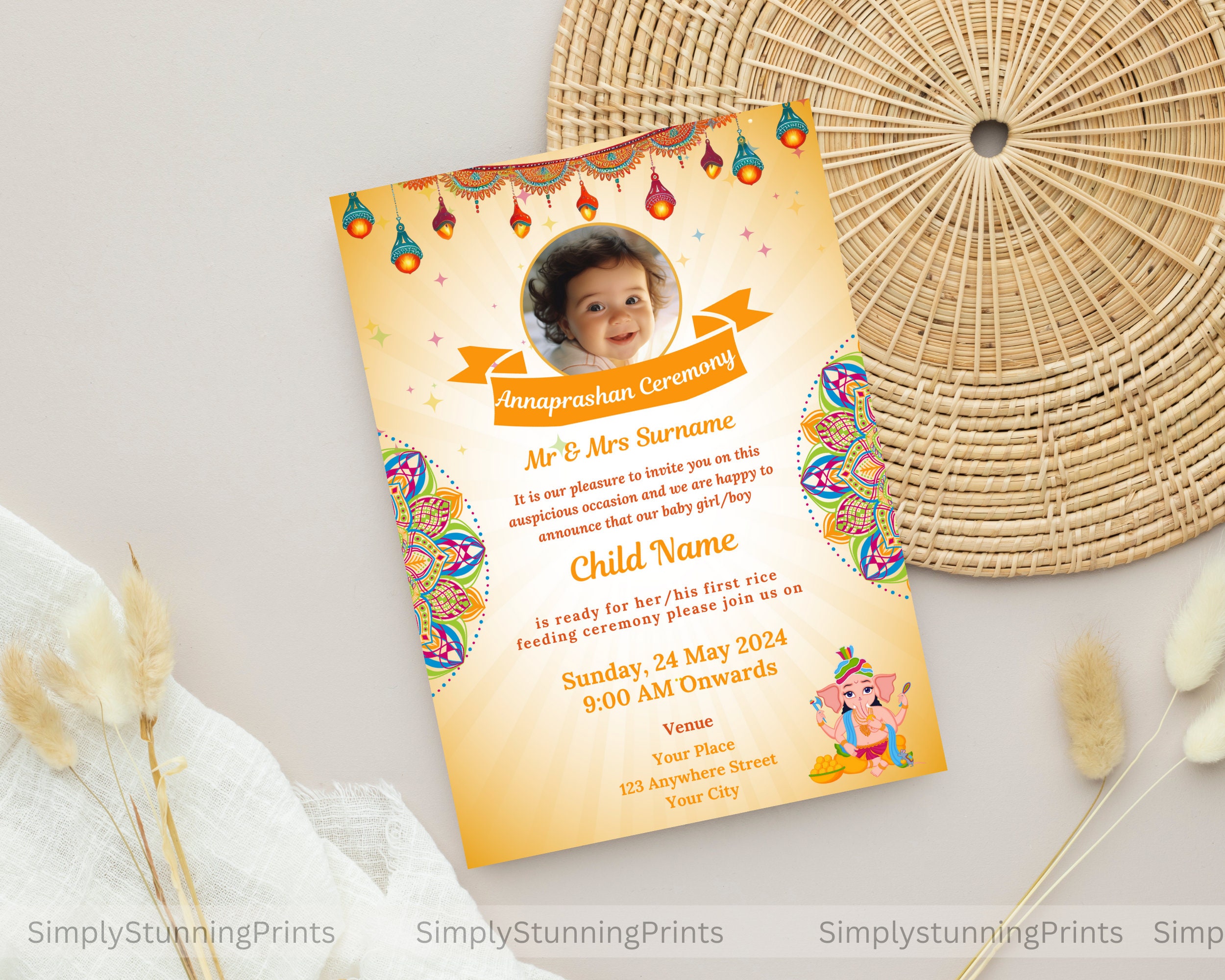 Annaprashan Invitation Card Colourful Annaprashan Ceremony Invite ...