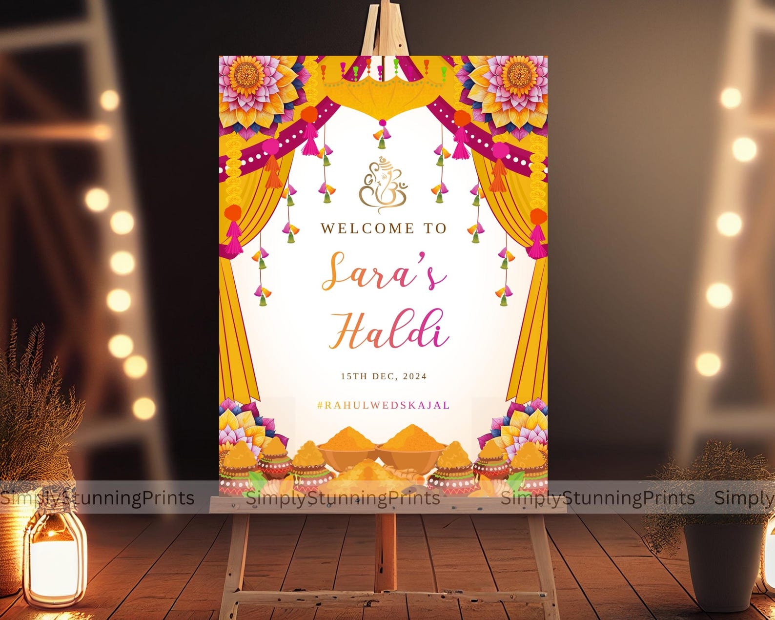 Haldi Ceremony Welcome Sign as Pithi Sign Indian Haldi Decoration Sign ...