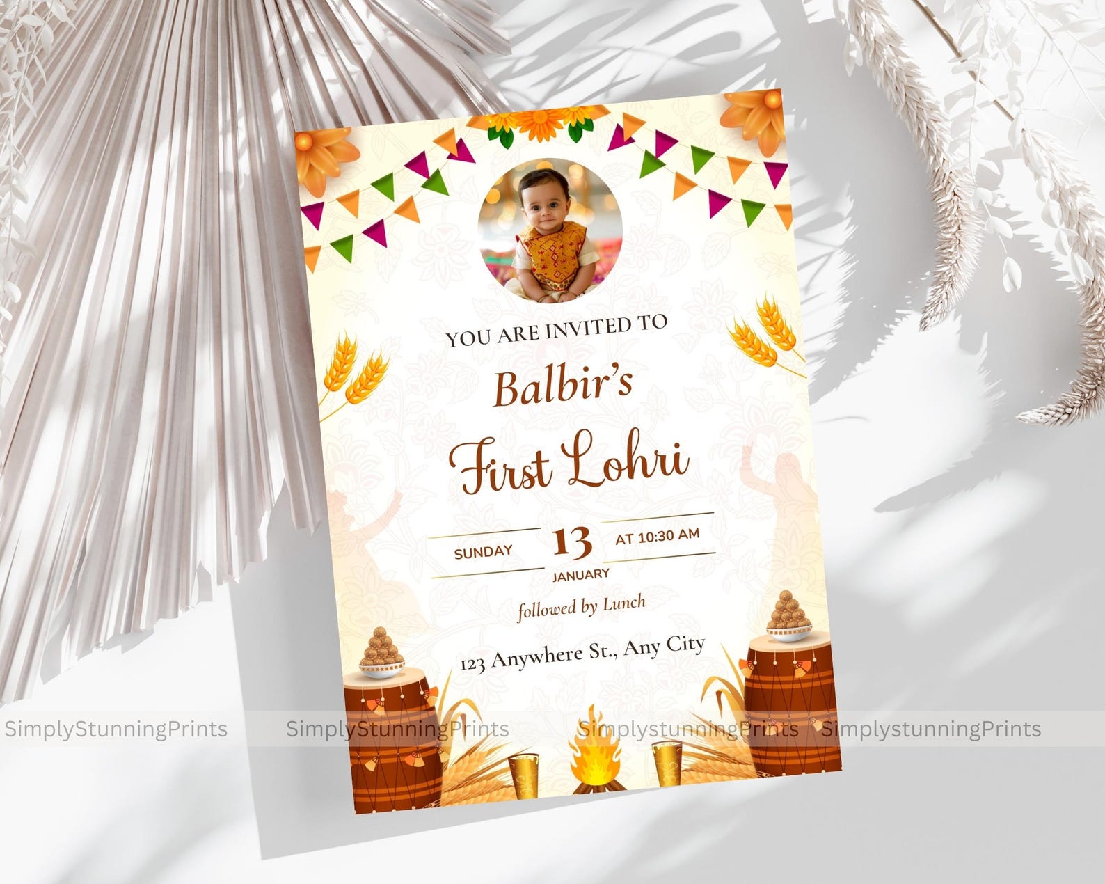 First Lohri Photo Invitation Card | Lohri Celebration Invite |boy's ...