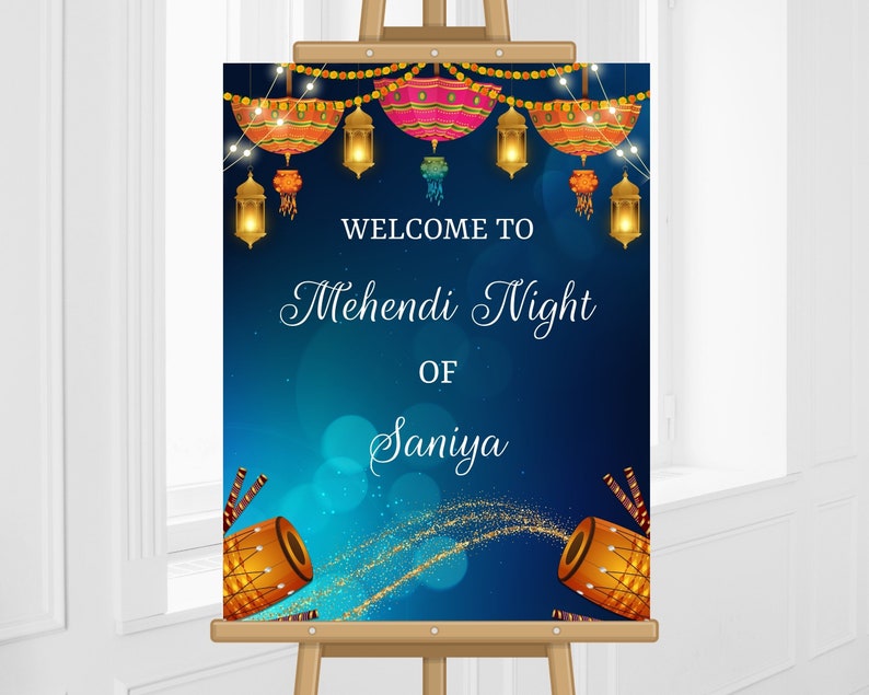 Indian Mehndi Welcome Sign Wedding Mehendi Entrance Decoration Welcome ...