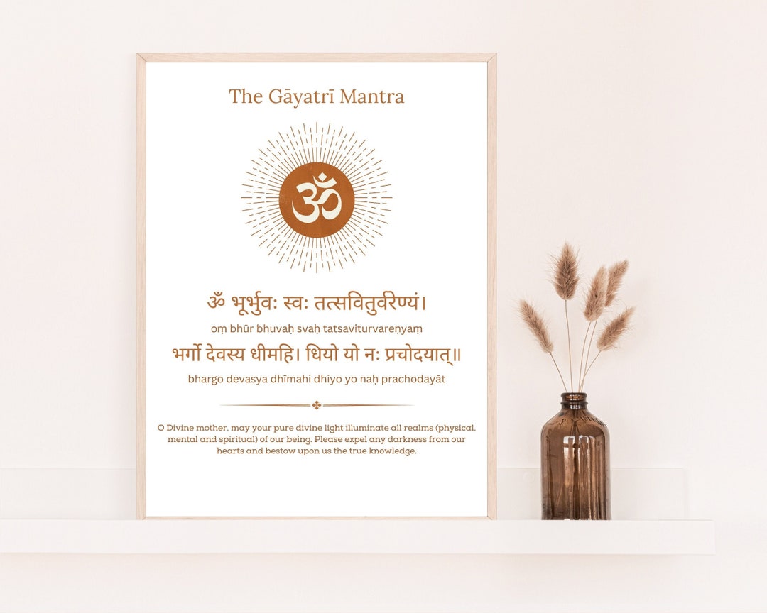 Gayatri Mantra Print in Sanskrit and English | Chanting Mantra for ...