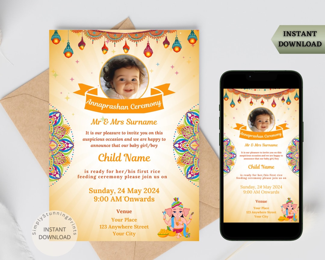 Annaprashan Invitation Card Colourful Annaprashan Ceremony Invite ...