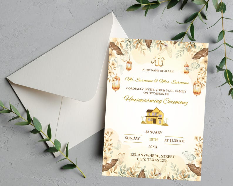 Muslim Housewarming Invitation: Islamic Party Invite (digital Download ...