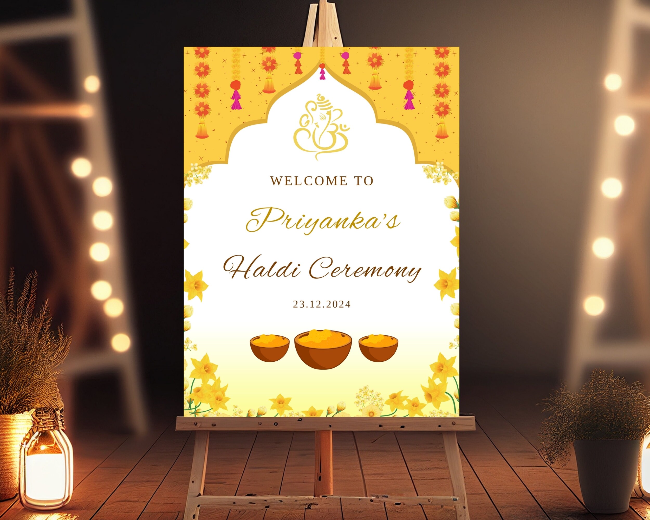Haldi Ceremony Welcome Sign as Pithi Sign Indian Haldi Decor Wedding ...