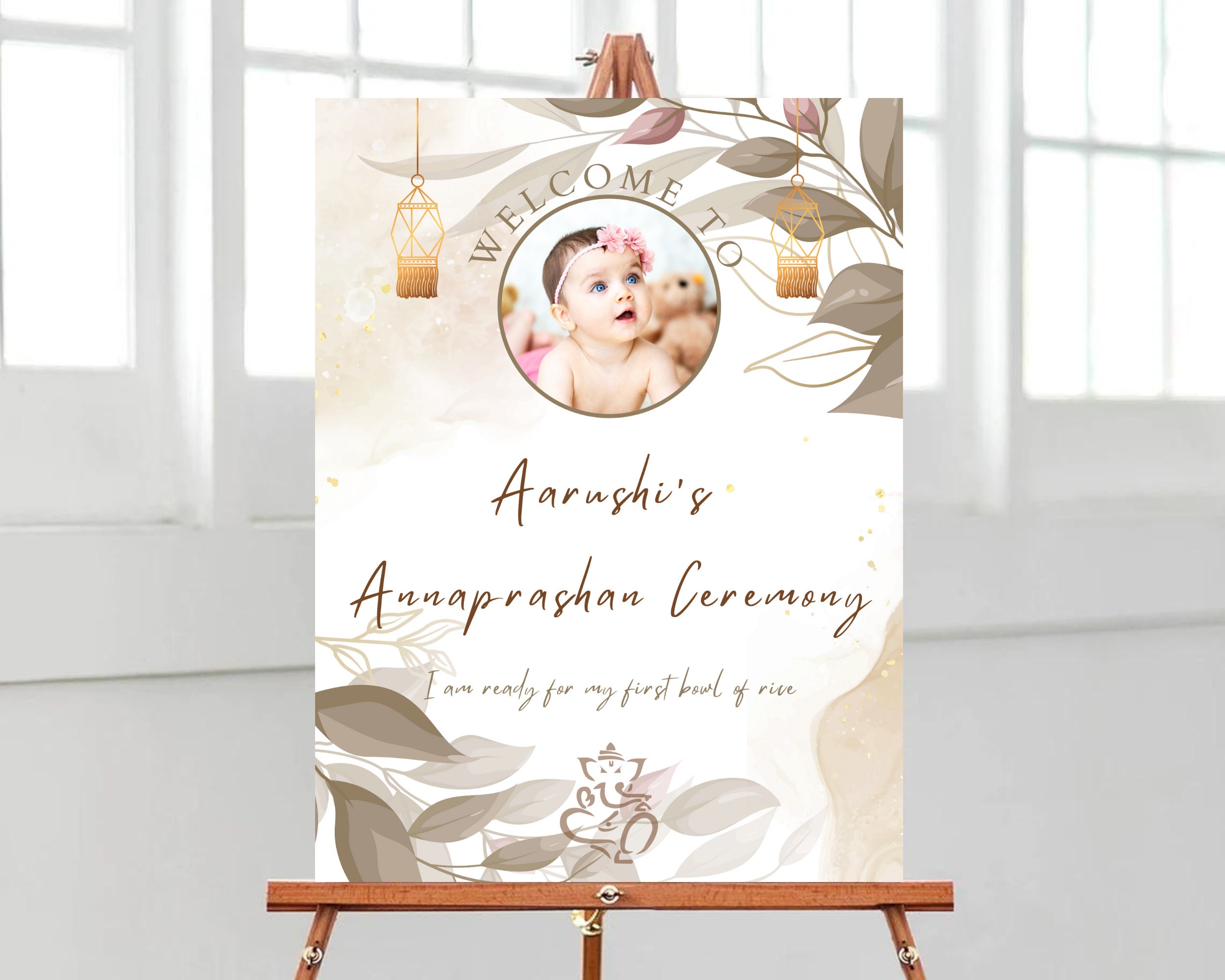 Annaprashan Welcome Sign & Invitation Bundle Rice Feeding Ceremony ...